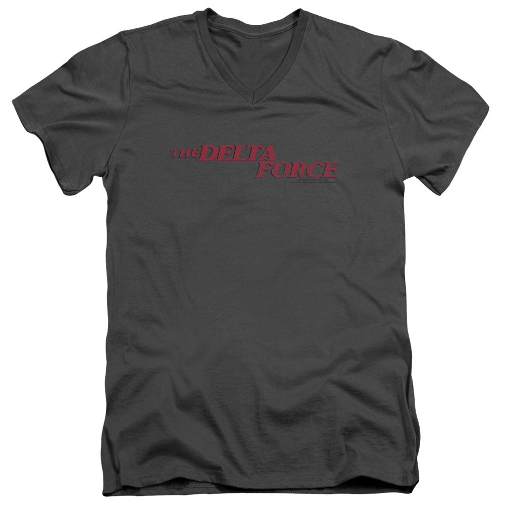 Delta Force Slim Fit V-Neck Shirt Distressed Logo Charcoal T-Shirt ...