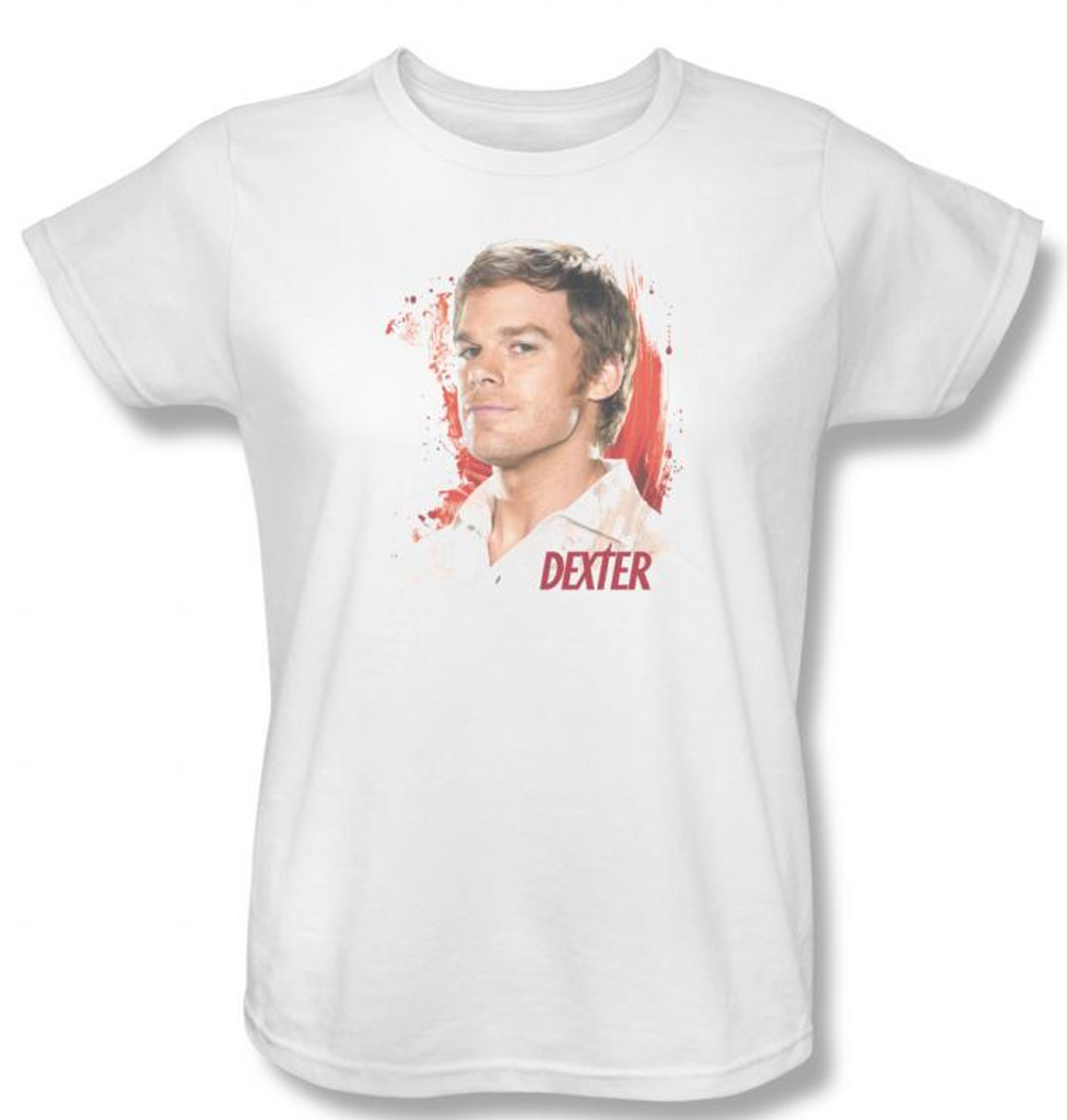 Dexter Ladies Shirt Blood Splatter White T-Shirt Tee. - Dexter Blood ...