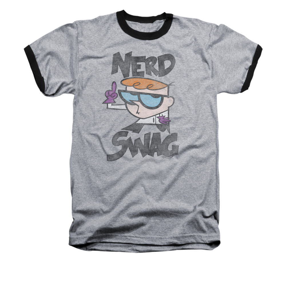 Dexter's Laboratory Ringer Shirt Nerd Swag Adult Heather/Black Tee T ...