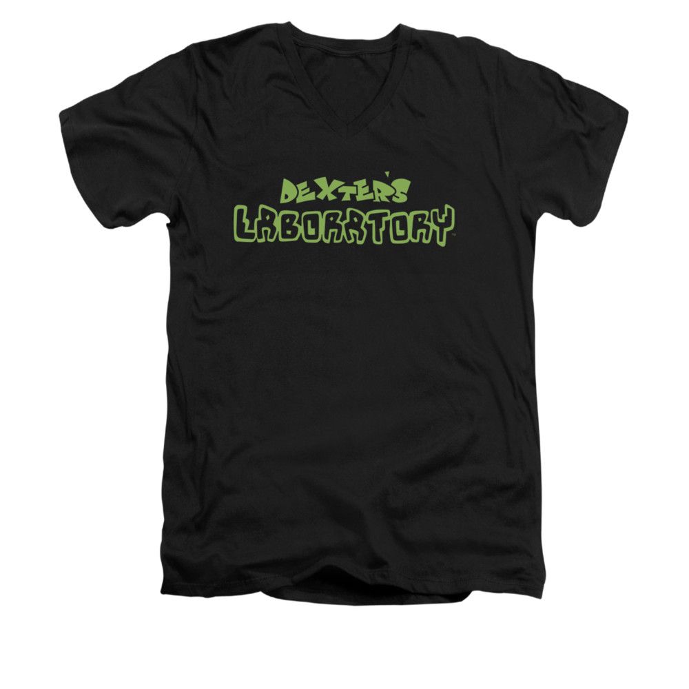 Dexter's Laboratory Shirt Slim Fit V Neck Dexter's Logo Black Tee T ...