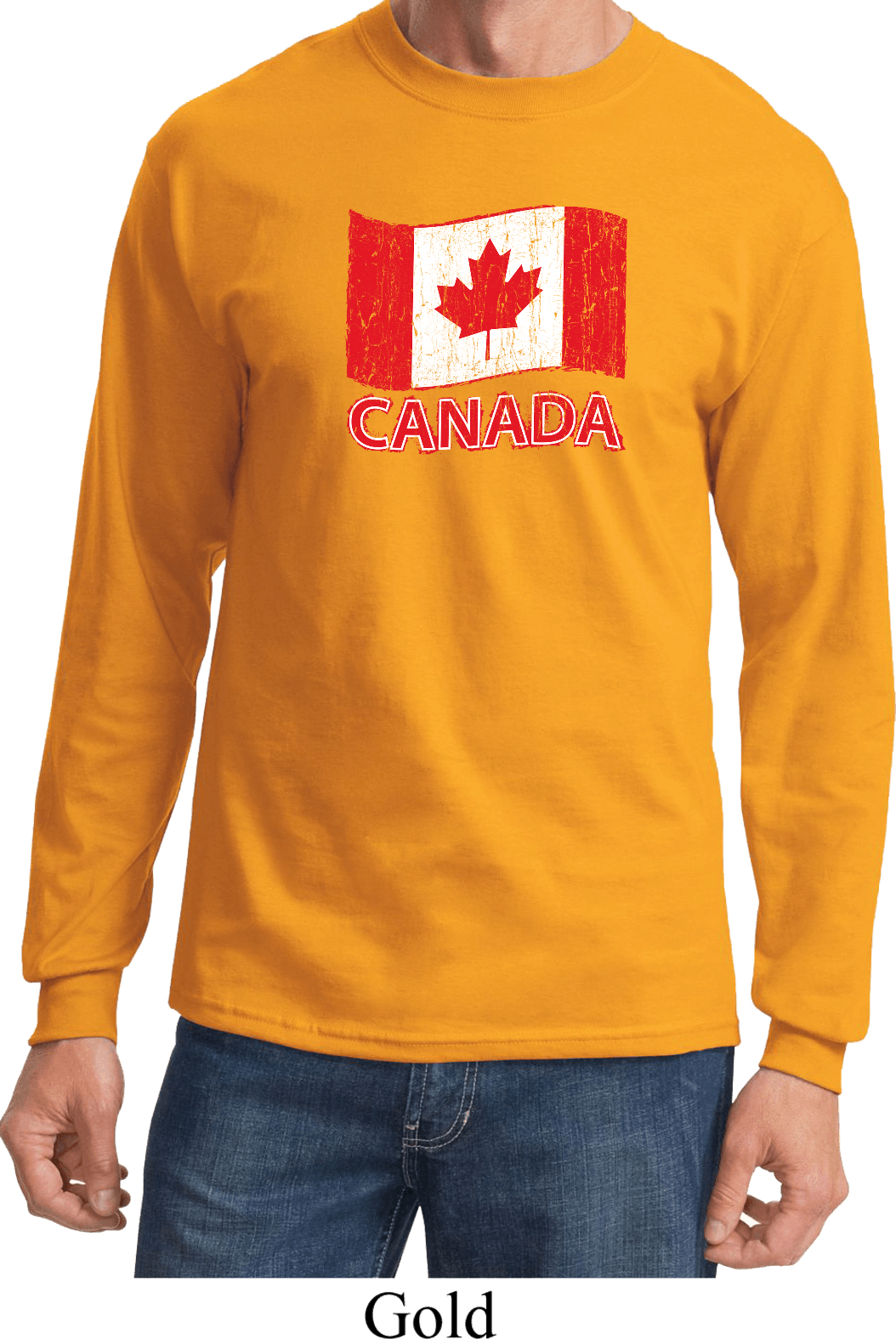 Distressed Canada Flag Long Sleeve Shirt - Distressed Canada Flag Mens ...