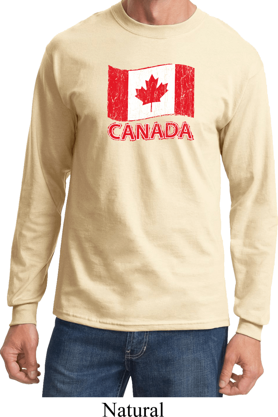 Distressed Canada Flag Long Sleeve Shirt - Distressed Canada Flag Mens ...
