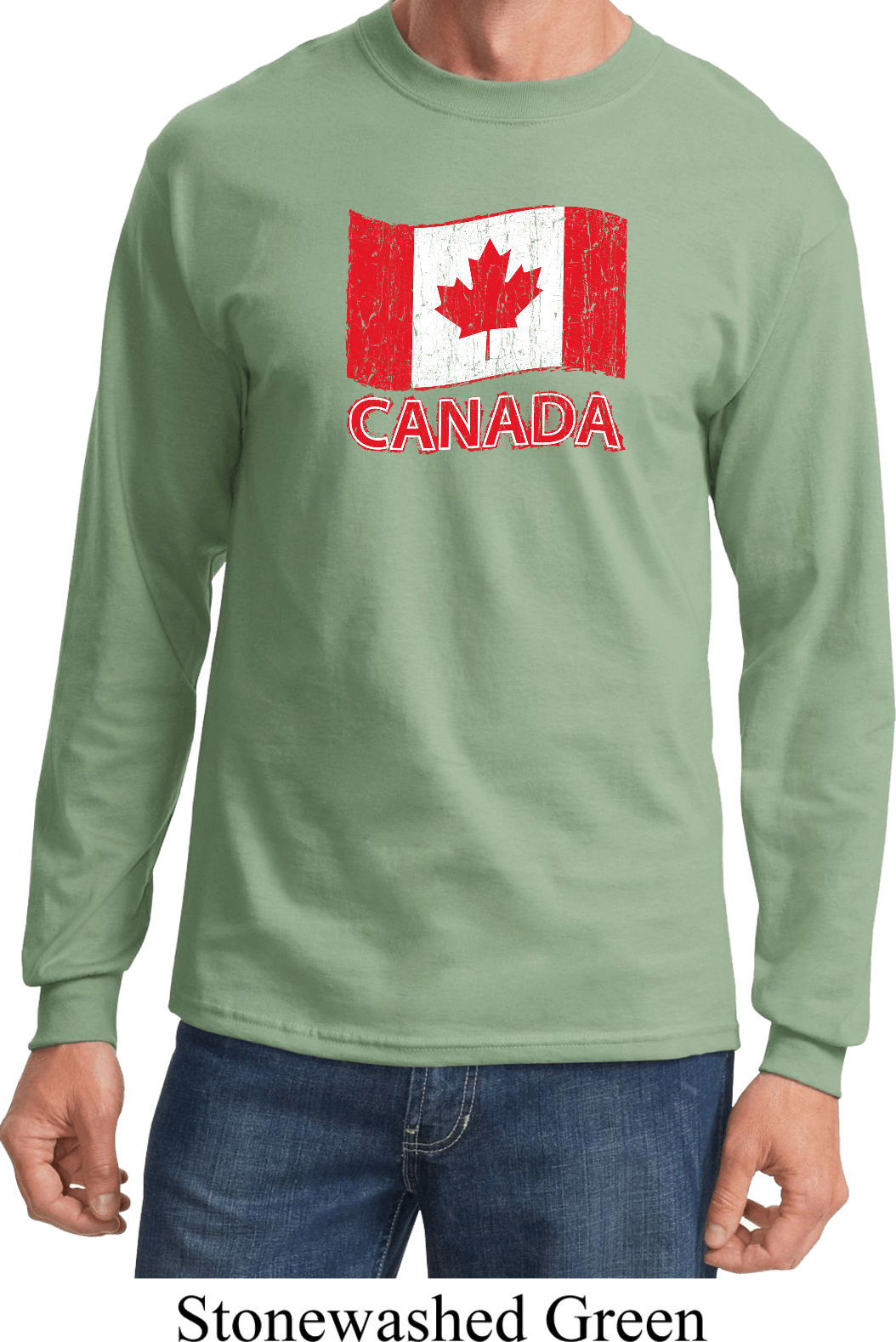 Distressed Canada Flag Long Sleeve Shirt - Distressed Canada Flag Mens ...