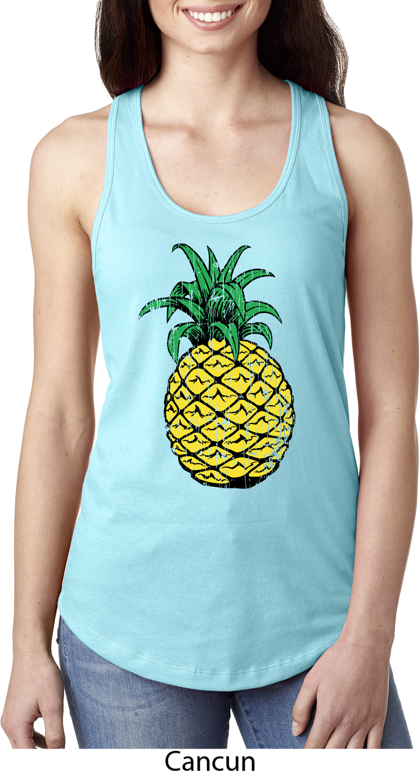 Distressed Pineapple Ladies Ideal Tank Top - Distressed Pineapple ...