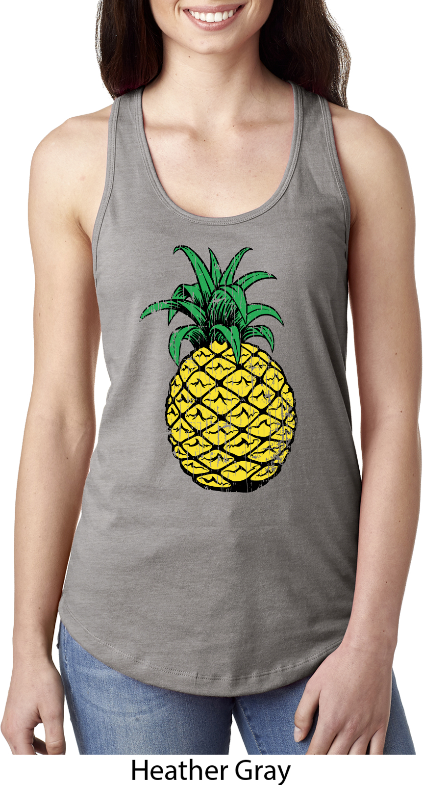 Distressed Pineapple Ladies Ideal Tank Top - Distressed Pineapple ...
