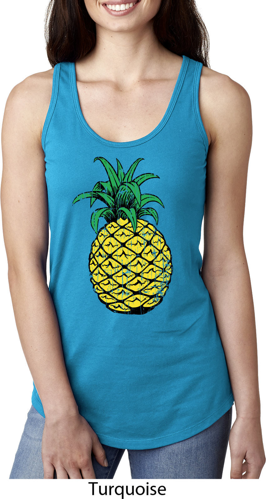 Distressed Pineapple Ladies Ideal Tank Top - Distressed Pineapple ...