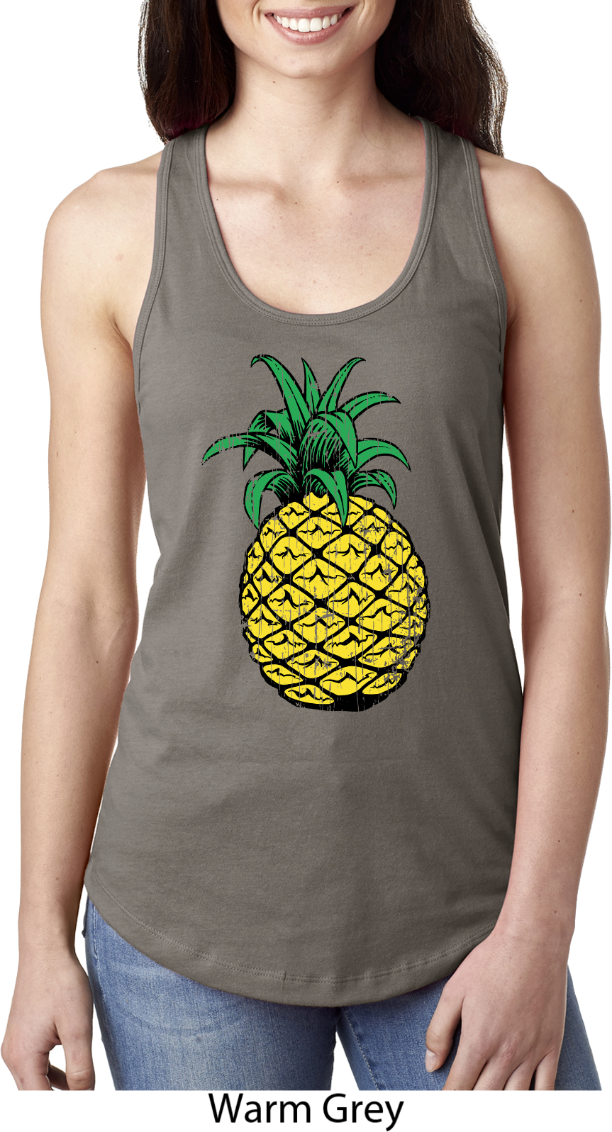 Distressed Pineapple Ladies Ideal Tank Top - Distressed Pineapple ...