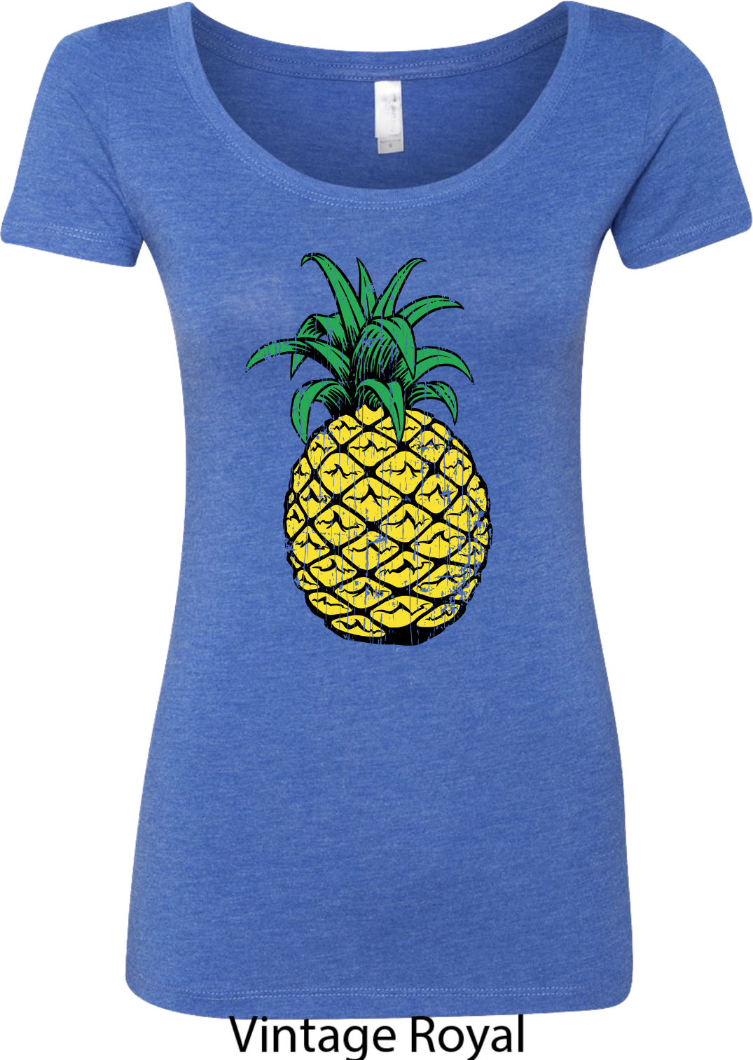 Distressed Pineapple Ladies Scoop Neck Shirt - Distressed Pineapple ...