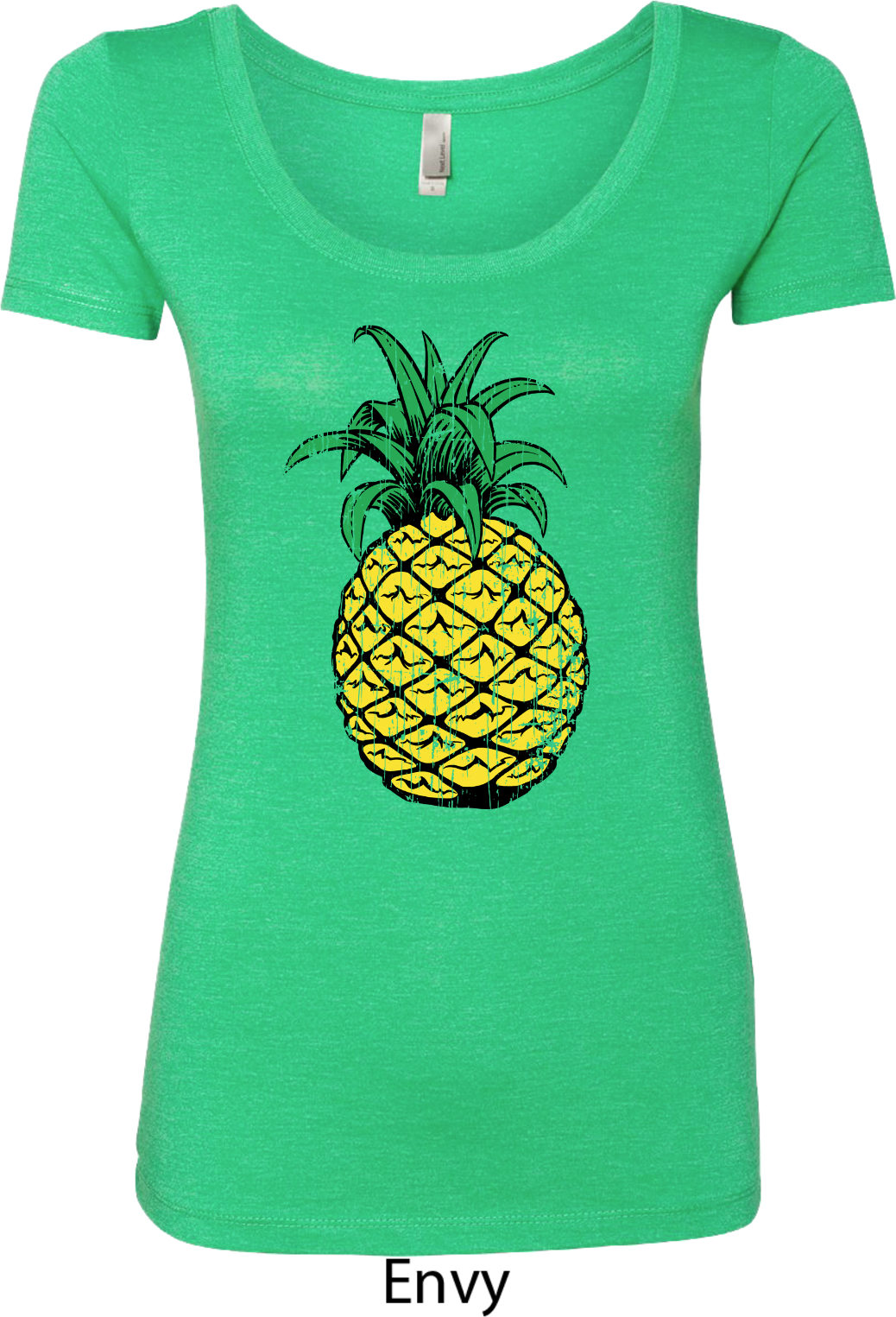 Distressed Pineapple Ladies Scoop Neck Shirt - Distressed Pineapple ...