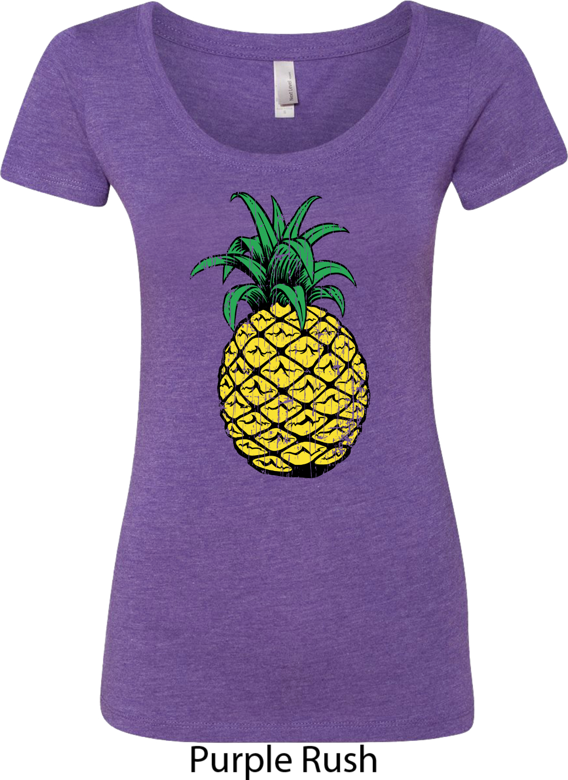 Distressed Pineapple Ladies Scoop Neck Shirt - Distressed Pineapple ...