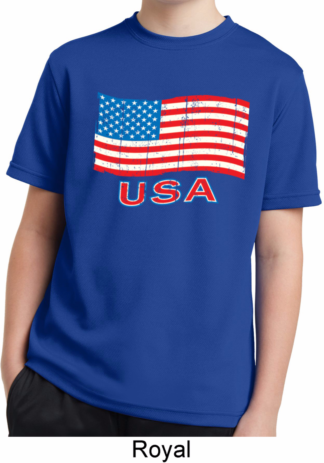 Distressed USA Flag Kids Moisture Wicking Shirt - Distressed USA Flag ...