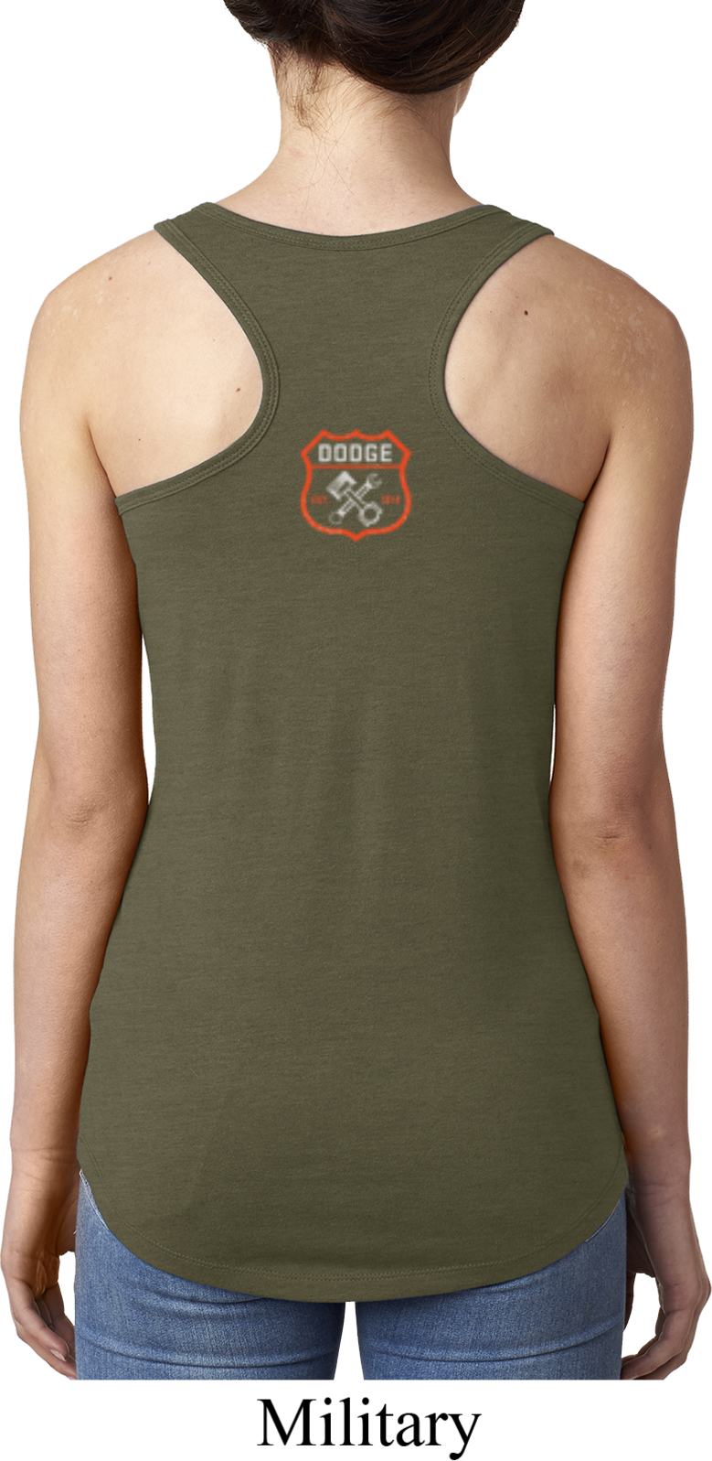 Dodge Garage Neck Print Ladies Ideal Tank Top - Dodge Garage Neck Print ...
