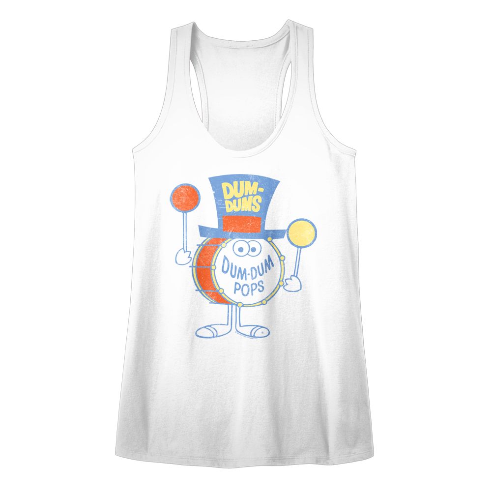 Dum Dums Juniors Tank Top Pops White Racerback - Dum Dums Shirts