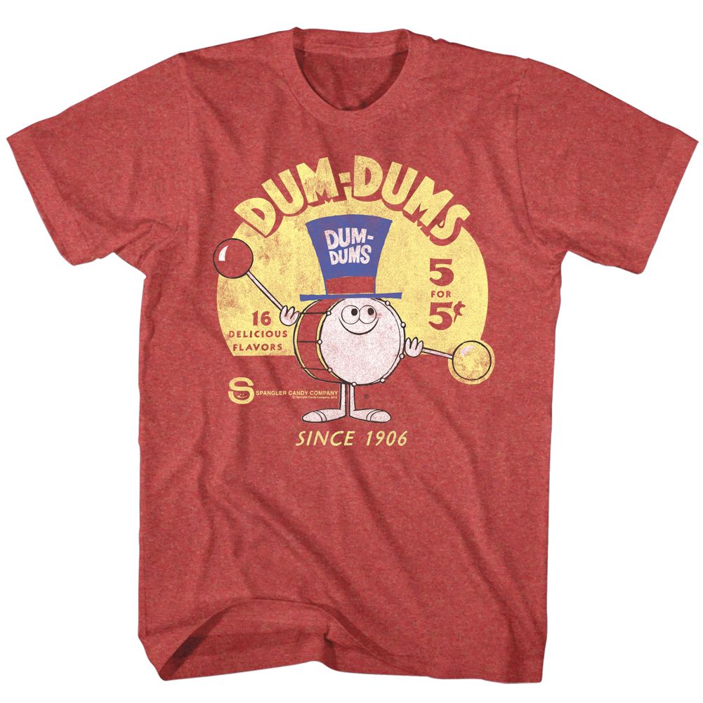 Dum Dums Shirt Drum Man Ad Red Heather T-Shirt - Dum Dums Shirts
