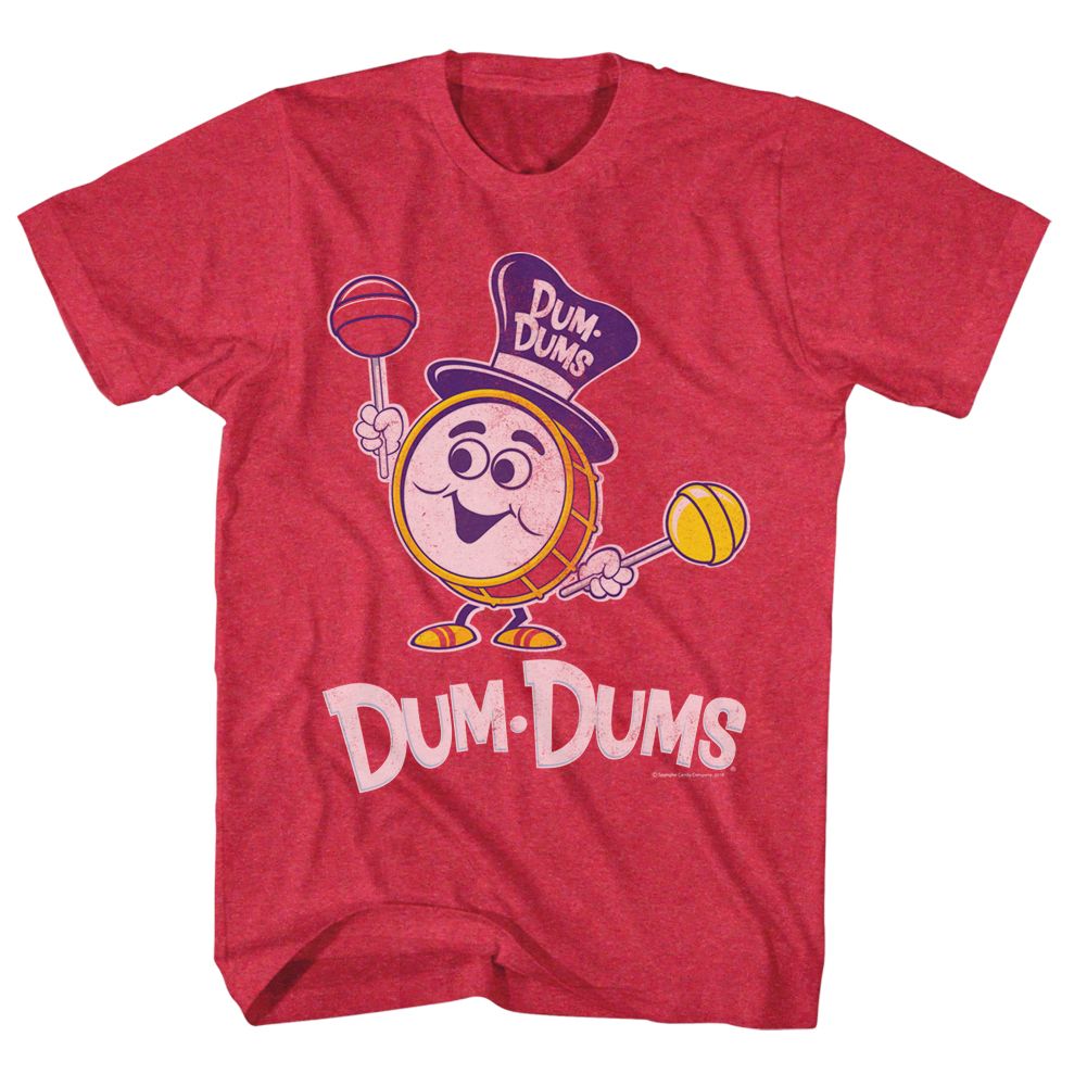 Dum Dums Shirt Drum Man Red Heather T-Shirt - Dum Dums Shirts