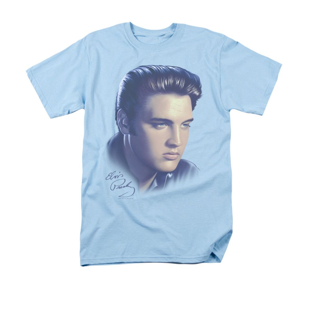 Elvis Presley Shirt Big Portrait Light Blue T-Shirt - Elvis Presley Big ...