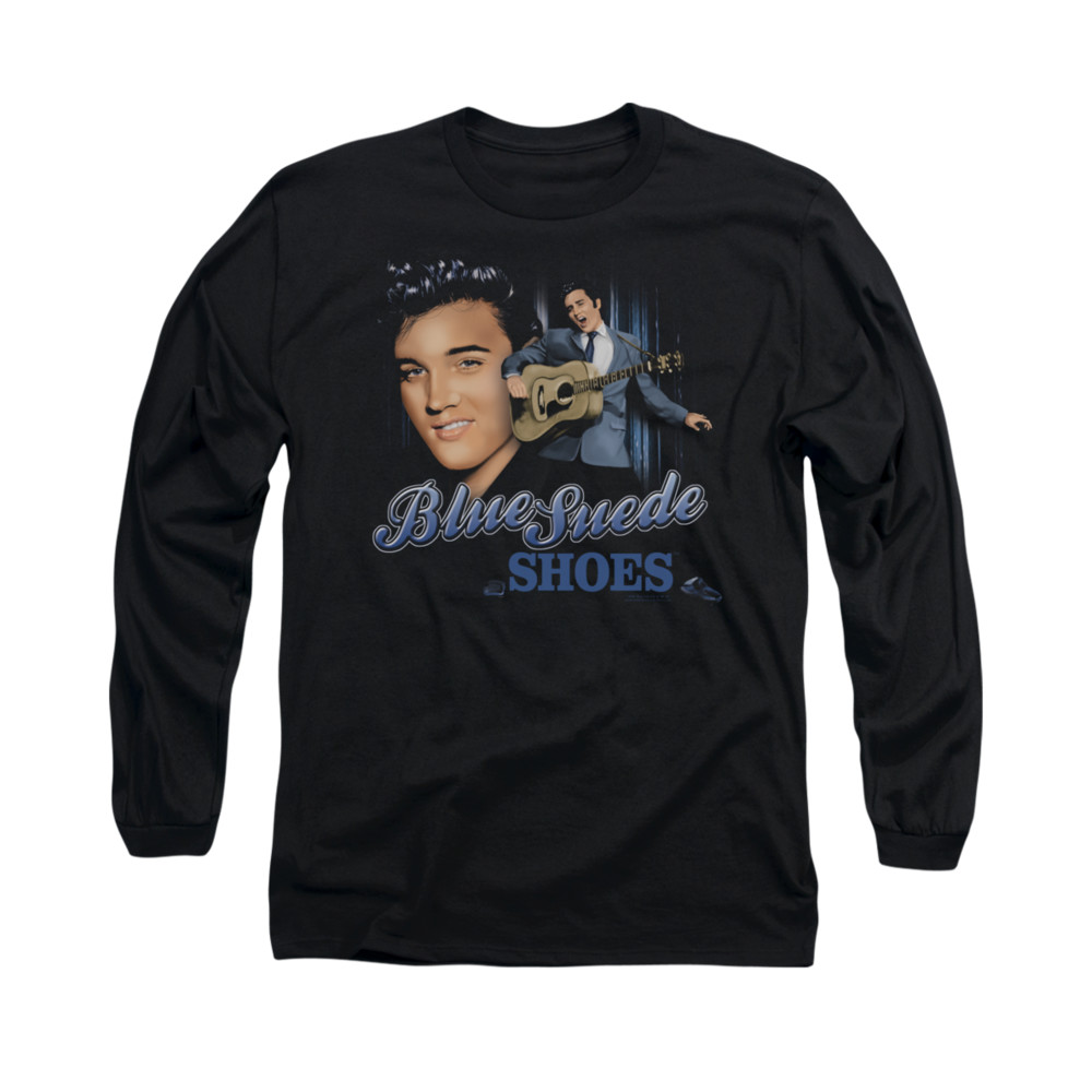 Elvis Presley Shirt Blue Suede Shoes Long Sleeve Black Tee T-Shirt ...