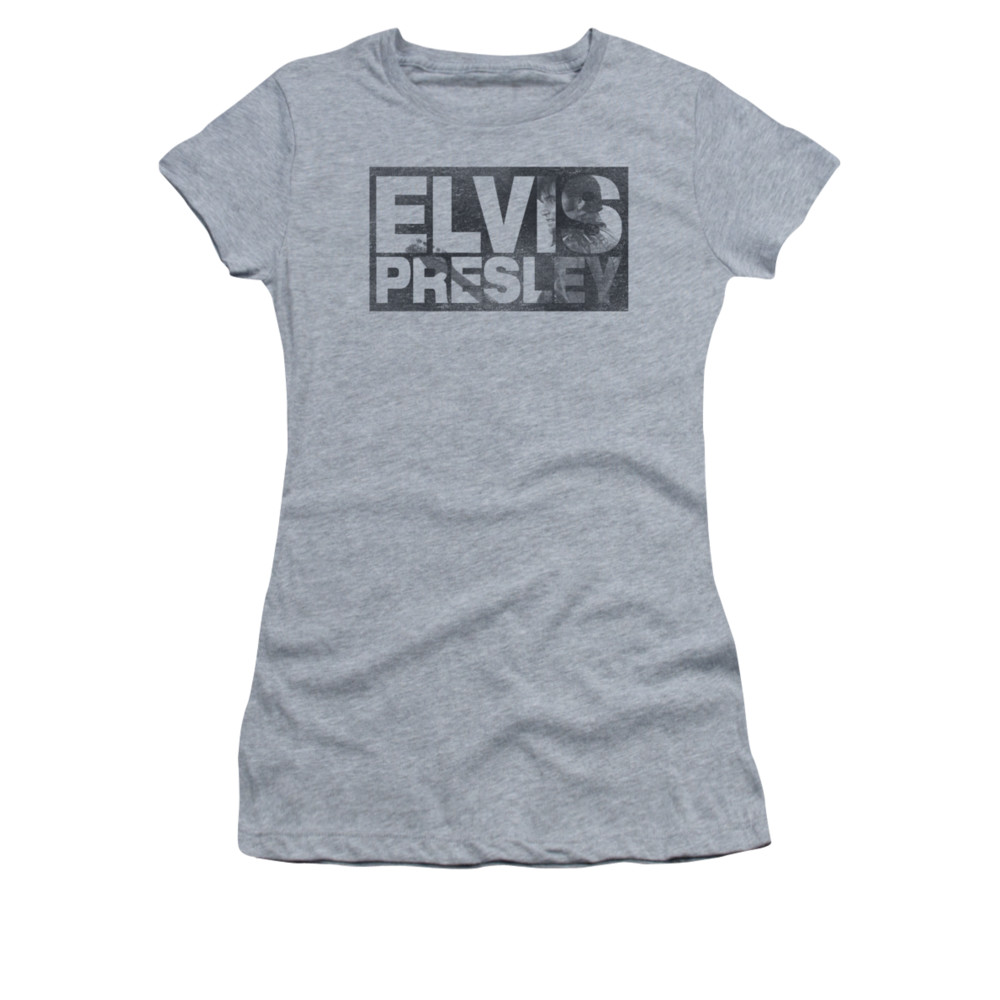 Elvis Presley Shirt Juniors Block Letters Athletic Heather T-Shirt ...