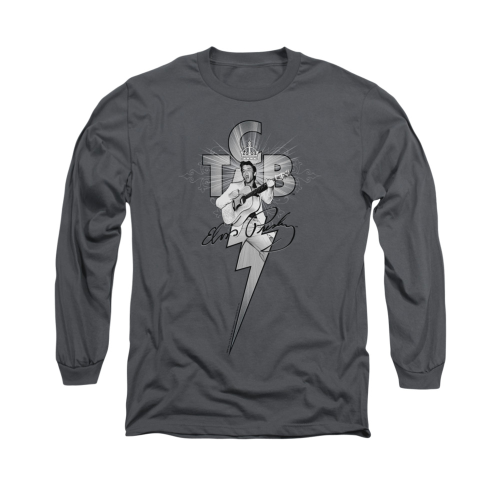 Elvis Presley Shirt TCB Ornate Long Sleeve Charcoal Tee T-Shirt - Elvis ...