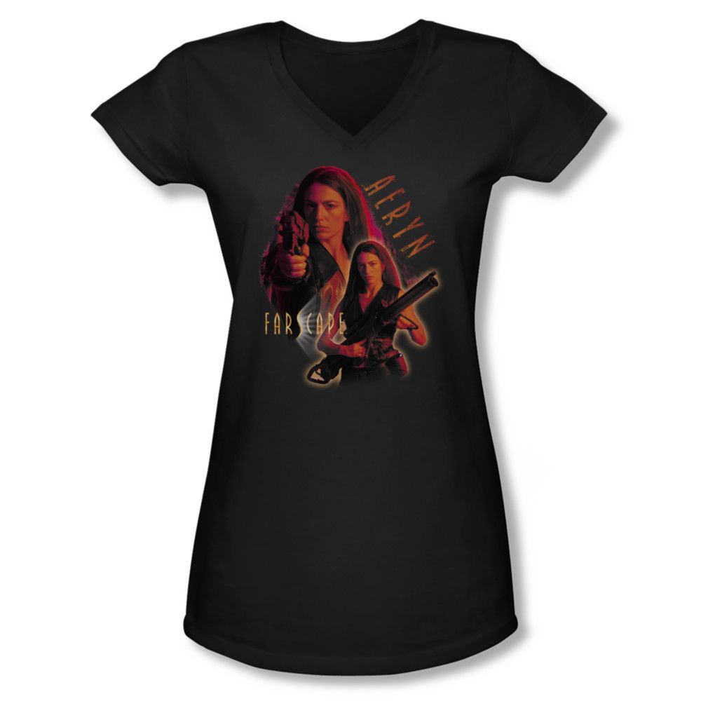 Far Scape Shirt Aeryn Juniors V Neck Shirt Tee T-Shirt - FarScape Aeryn ...