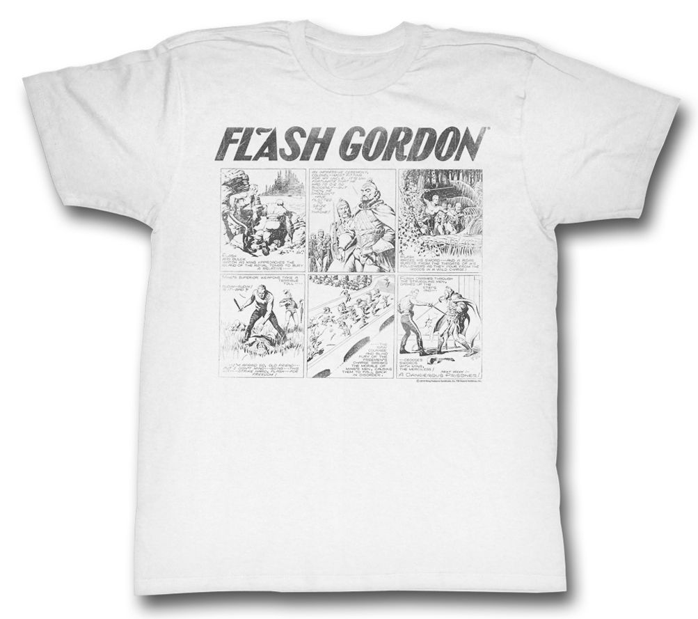 Flash Gordon Shirt 6 Box Comic Strip White T-Shirt - Flash Gordon Shirts