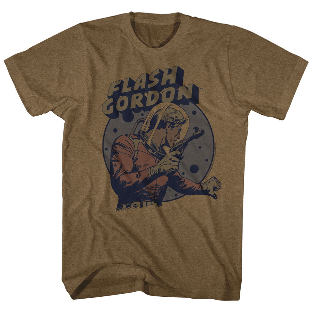 Flash Gordon Shirt Ray Gun Brown Heather T-Shirt - Flash Gordon Shirts