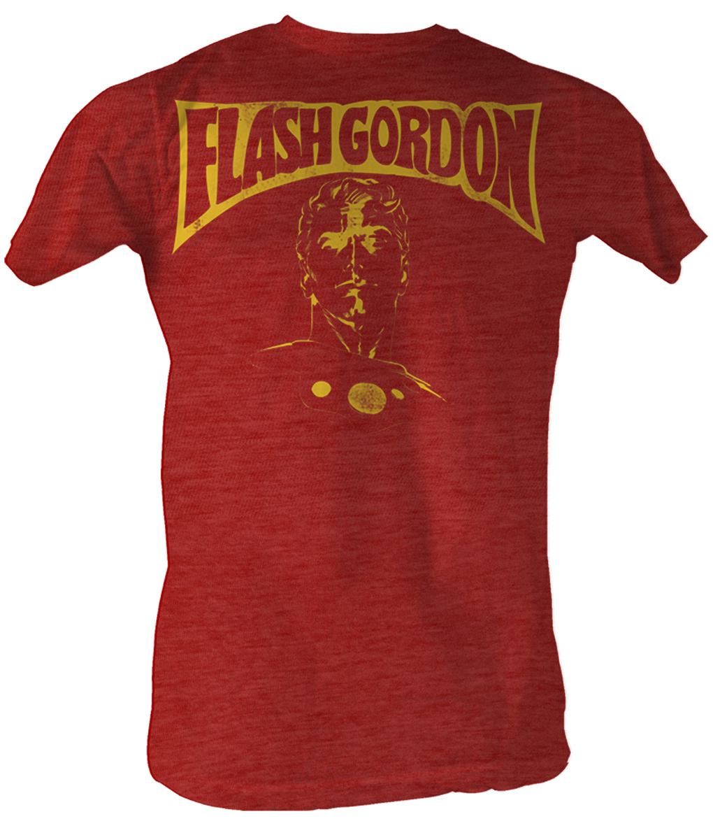 Flash Gordon T-Shirt - Flash Bust Adult Red Heather Tee Shirt - Flash ...