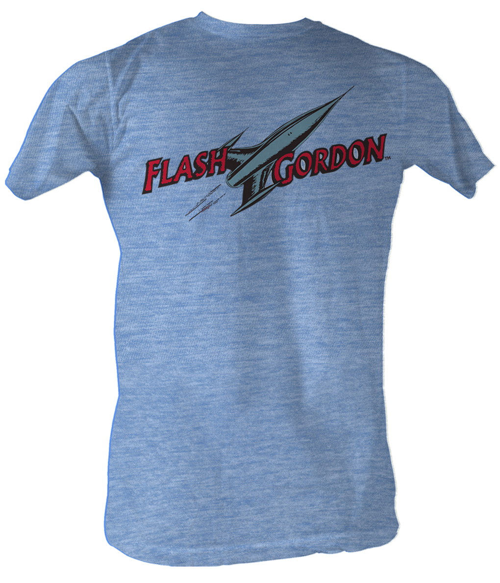 Flash Gordon T-Shirt - Flash Comic Logo Adult Light Blue Tee Shirt ...