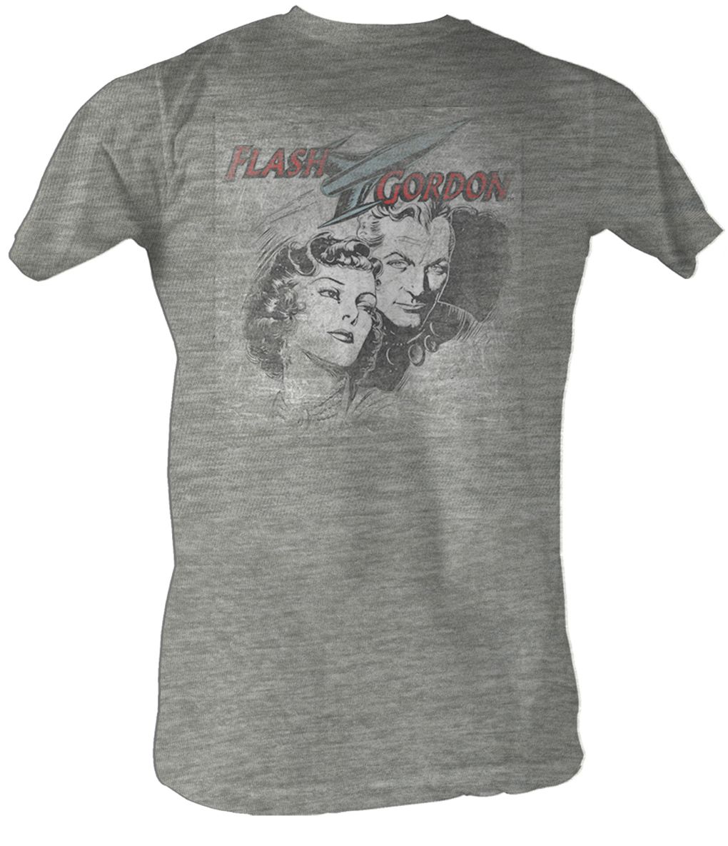 Flash Gordon T-Shirt - Flash Head Adult Gray Heather Tee Shirt - Flash ...