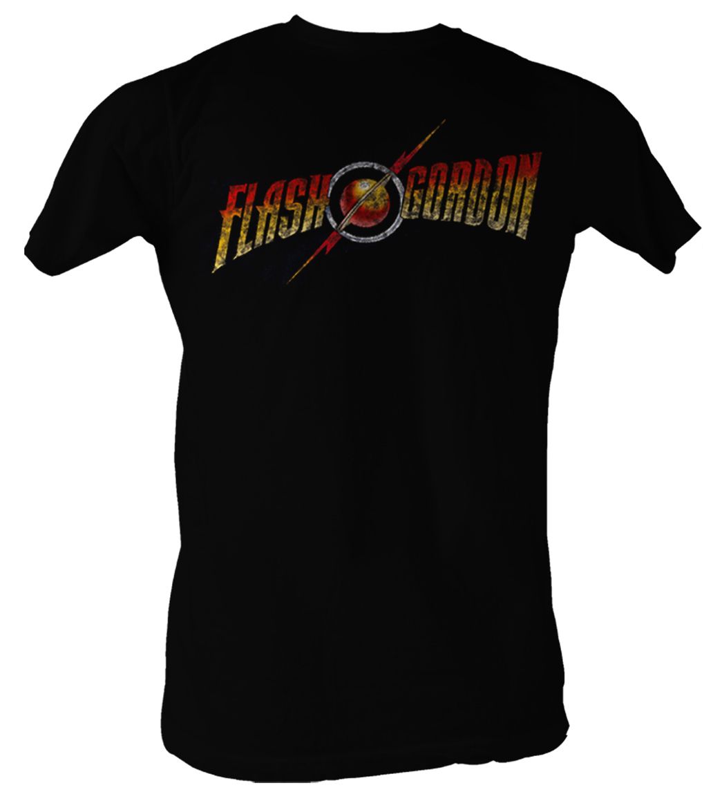 Flash Gordon T-Shirt – Logo Adult Black Tee Shirt - Flash Gordon Shirts