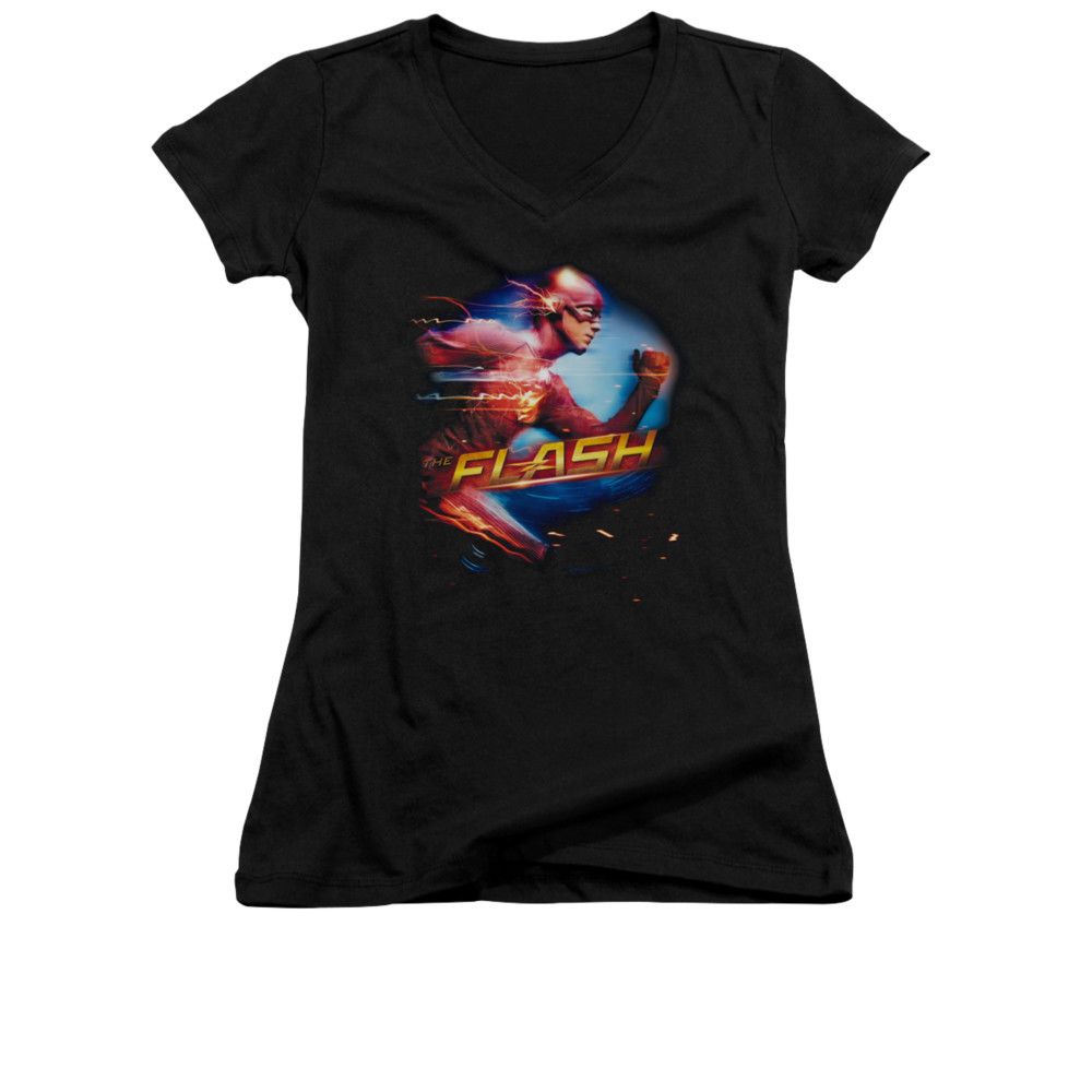 Flash Shirt Juniors V Neck Fastest Man Black T-Shirt - Flash Fastest ...