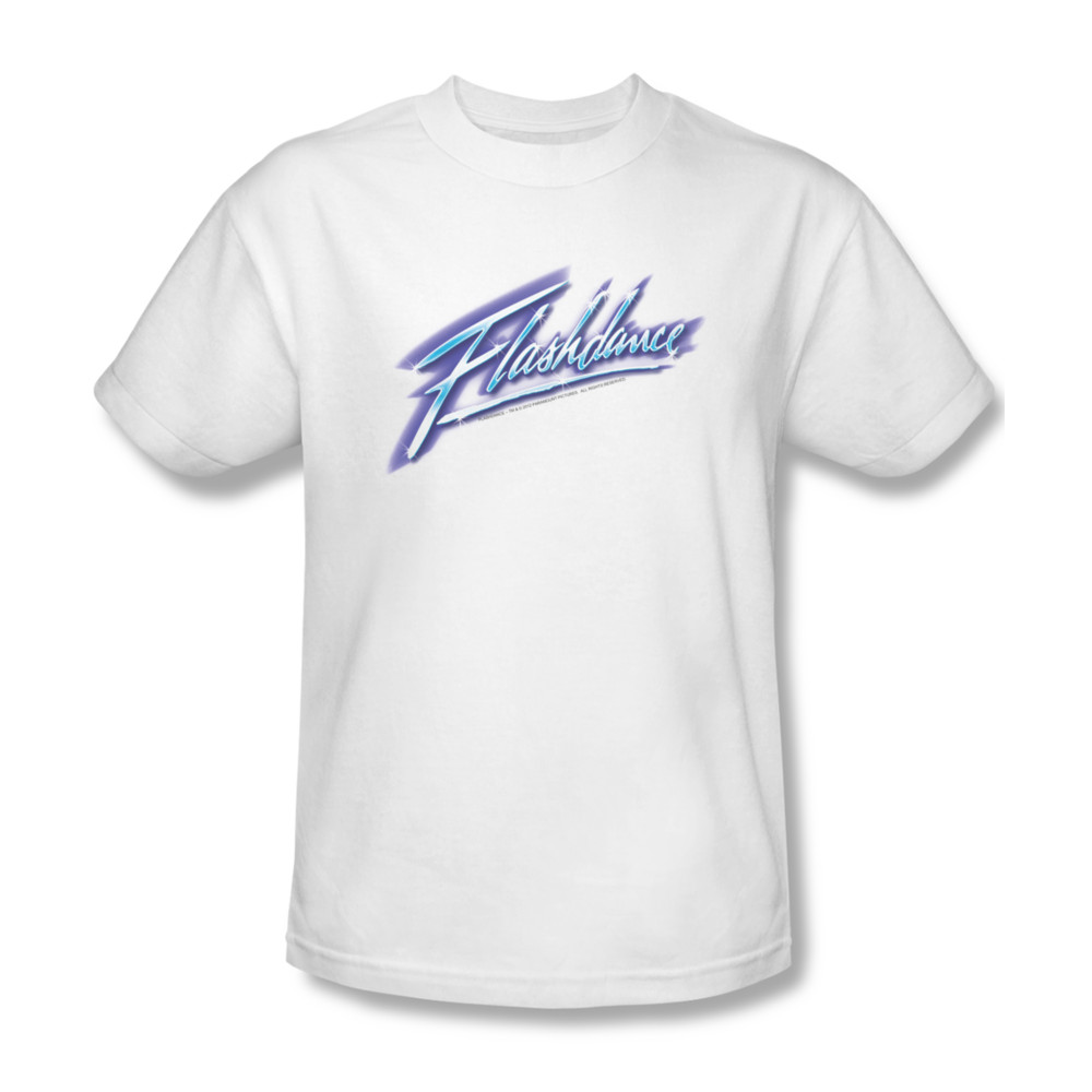 Flashdance Shirt Logo Adult White Tee T-Shirt - Flashdance Logo Shirts
