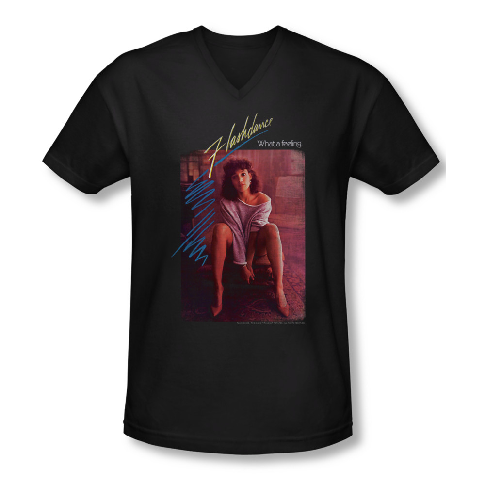 Flashdance Shirt Slim Fit V Neck Title Black Tee T-Shirt - Flashdance ...