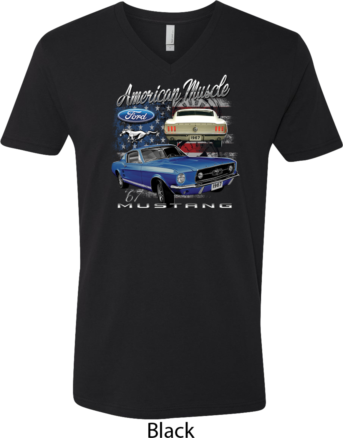 Ford American Muscle 1967 Mustang Mens V-Neck Shirt - American Muscle ...