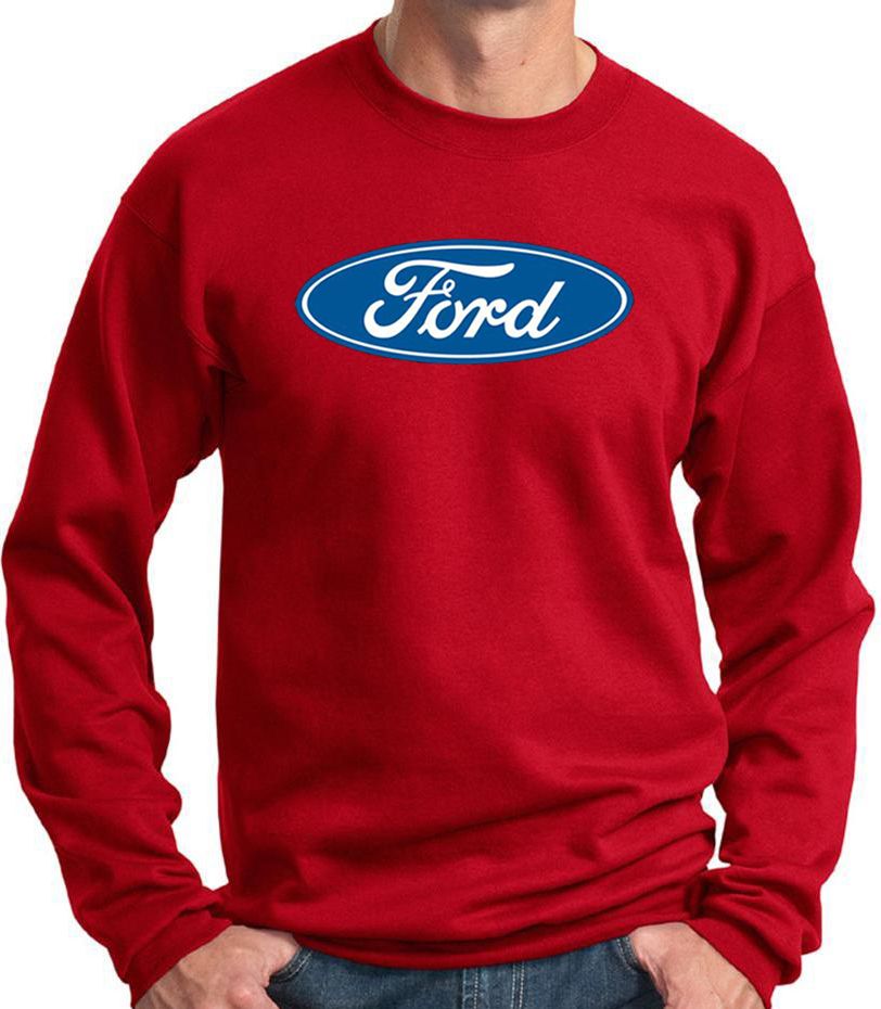 Ford Logo Sweatshirt - Oval Emblem Adult Red Sweat Shirt - Ford Logo ...