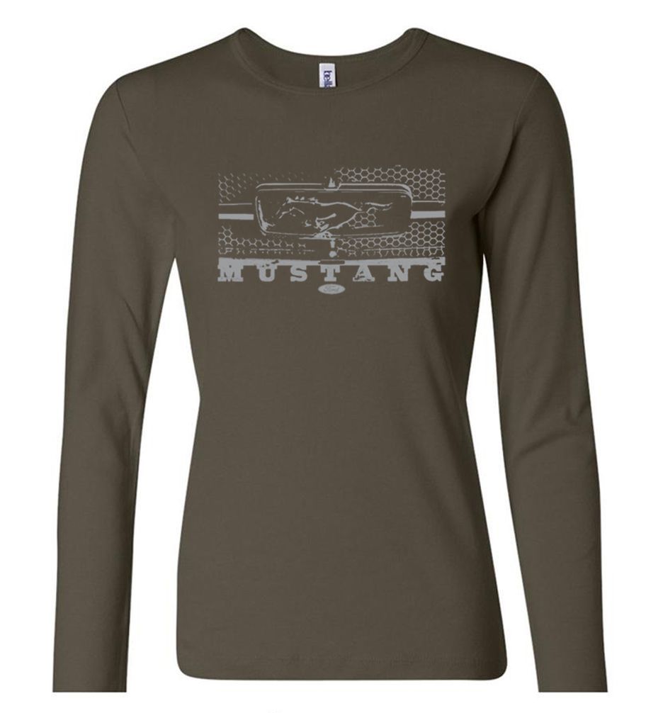 Ford Mustang Ladies Shirt Legend Honeycomb Grille Long Sleeve Tee ...