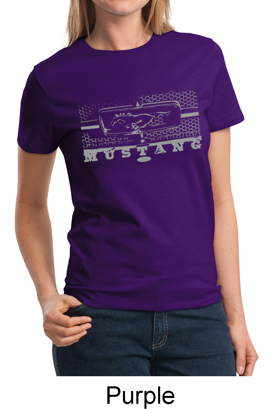 Ford Mustang Ladies Shirt Legend Honeycomb Grille Tee T-Shirt - Mustang ...