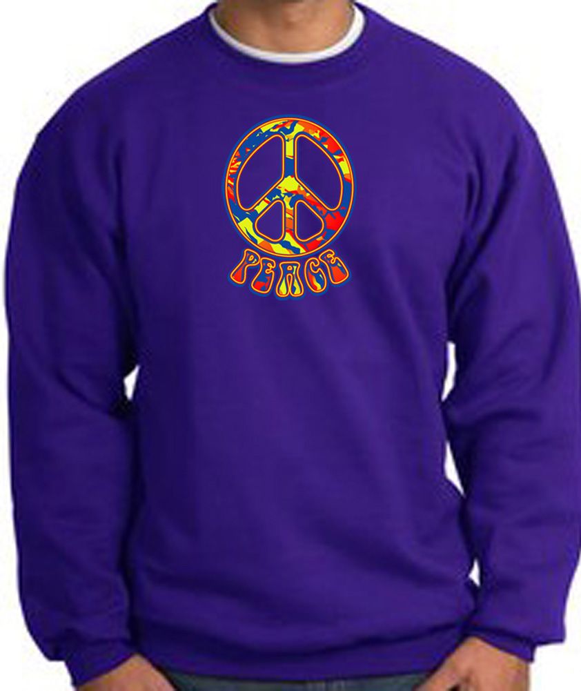 Funky 70s Peace World Peace Sign Symbol Adult Sweatshirt - Purple ...