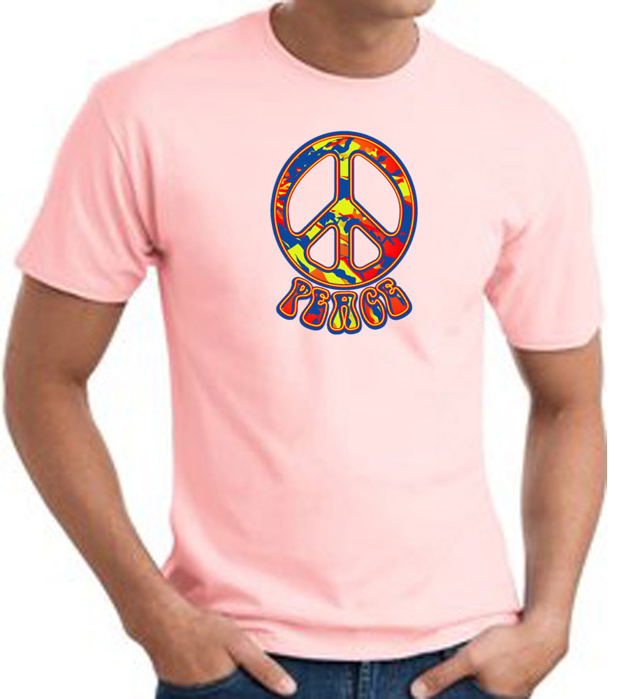 Funky 70s Peace World Peace Sign Symbol Adult T-shirt - Pink - Funky ...