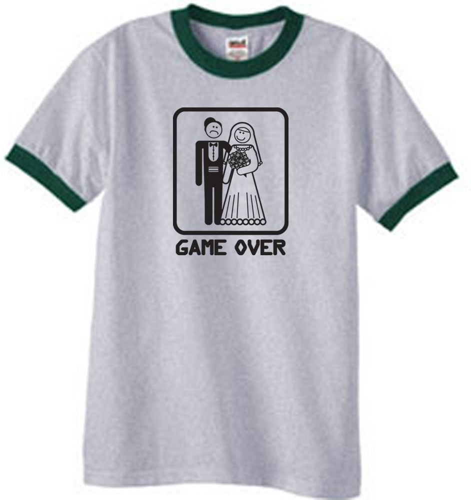 Game Over Funny Marriage Bride and Groom Ringer T-Shirt - Game Over ...