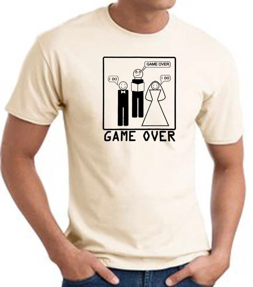 Game Over Marriage Ceremony T-shirt Funny Natural Tee - Black Print ...