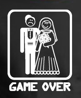 Game Over T-shirt - Funny Marriage Bride Groom Black Tee White Print ...