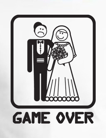 Game Over T-shirt Funny Marriage Bride Groom White Tee - Black Print ...