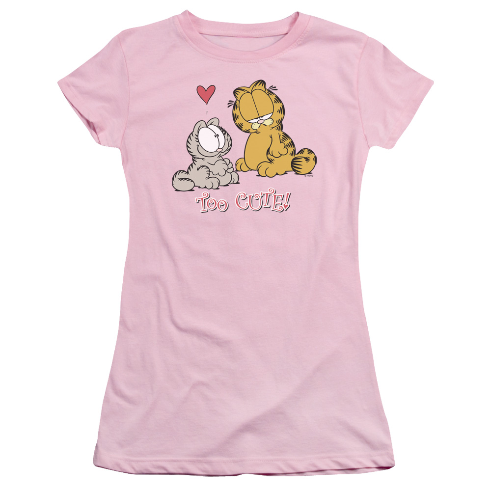 Garfield Juniors Tee Shirt Too Cute Pink T-shirt - Garfield T-shirts