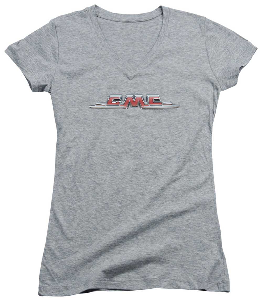 GMC Juniors V Neck Shirt Chrome Logo Athletic Heather T-Shirt - GMC ...