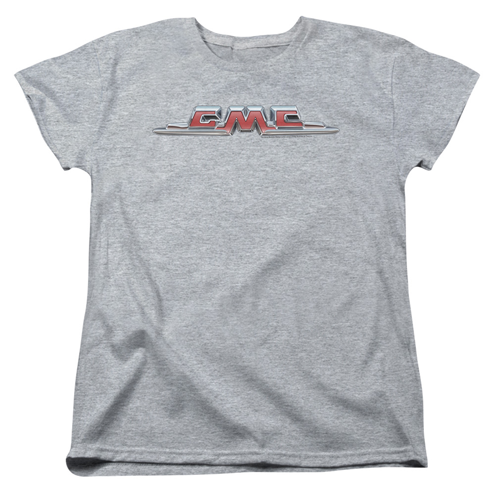 GMC Womens Shirt Chrome Logo Athletic Heather T-Shirt - GMC Chrome Logo ...