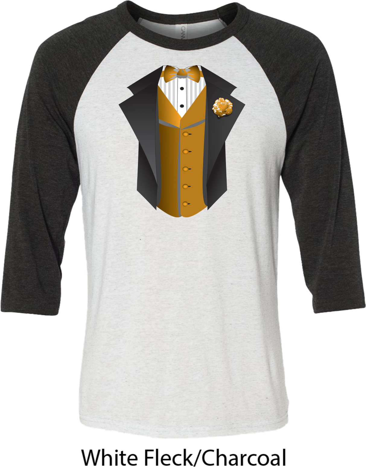 Gold Vest Tuxedo Mens Raglan Shirt - Gold Vest Tuxedo Mens Shirts