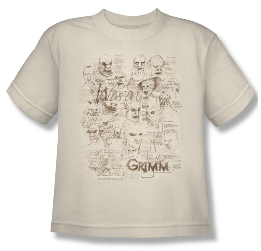 Grimm Shirt Kids Wesen Sketches Cream Youth Tee T-Shirt - Grimm Wesen ...