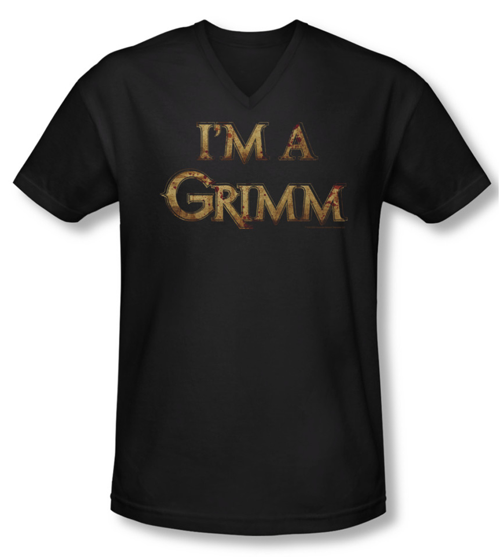 Grimm Shirt Slim Fit V Neck I'm A Grimm Black Tee T-Shirt - Grimm I'm A ...