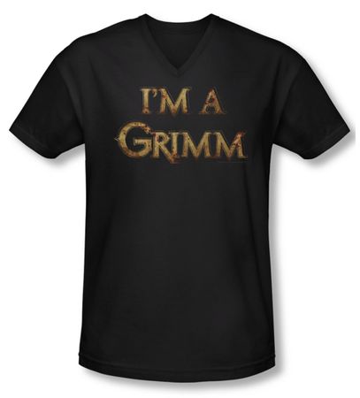 Grimm Shirt Slim Fit V Neck I'm A Grimm Black Tee T-Shirt - Grimm I'm A ...